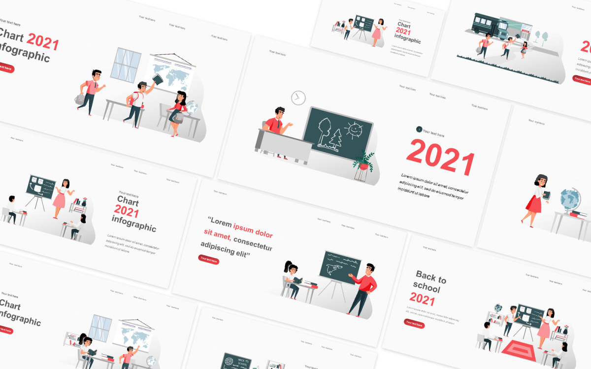 Plantilla de PowerPoint - ilustración de regreso a la escuela