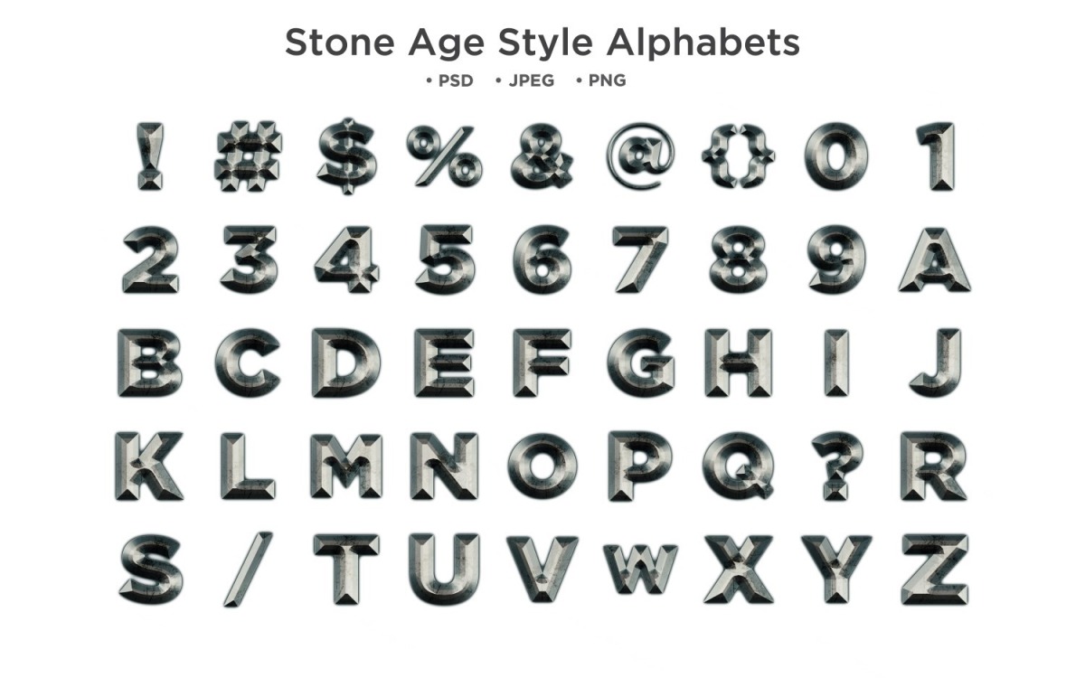 Stone Age Style Alphabet, Abc Typography - TemplateMonster