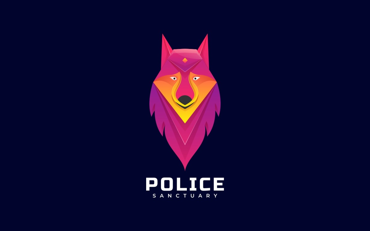 Police Wolf Gradient Colorful Logo #195000 - TemplateMonster