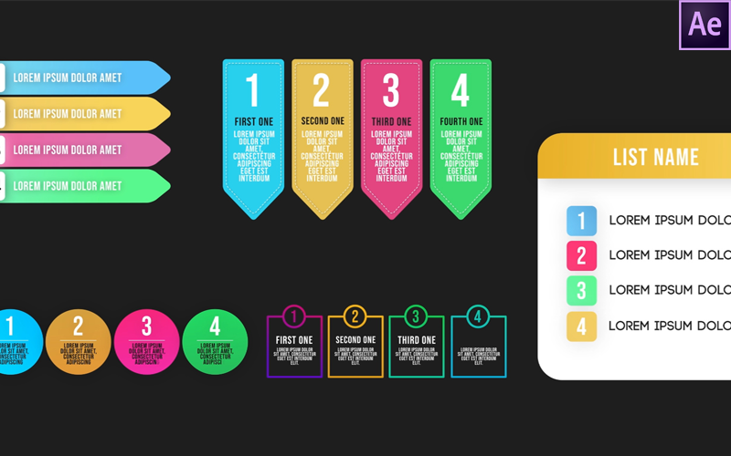Infographic Animated Lists V2 After Effects Template Free Download 
