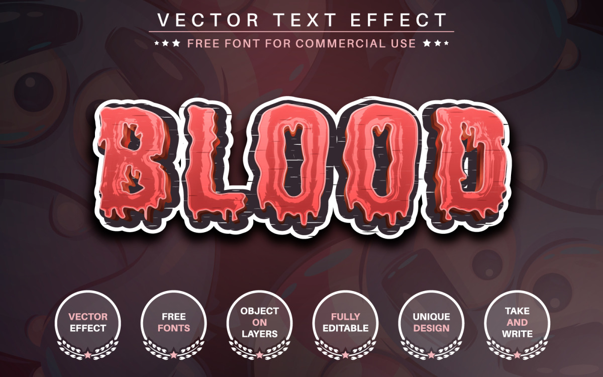 Blood - Editable Text Effect, Font Style, Graphics Illustration