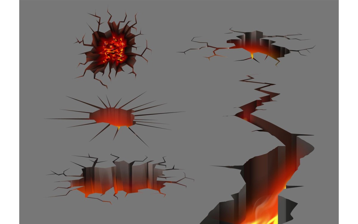 Earthquake Ground Cracks Realistic Vector Illustration Concept