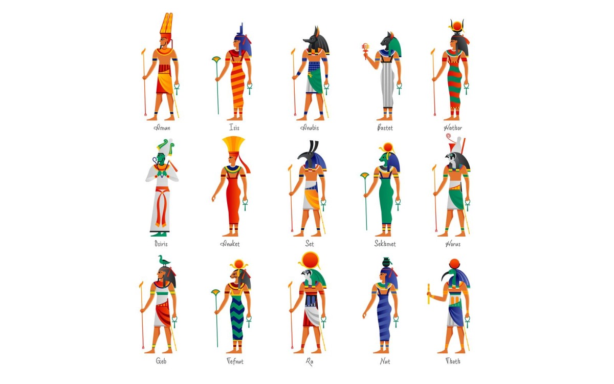 Egypt Ancient God Set Vector Illustration Concept