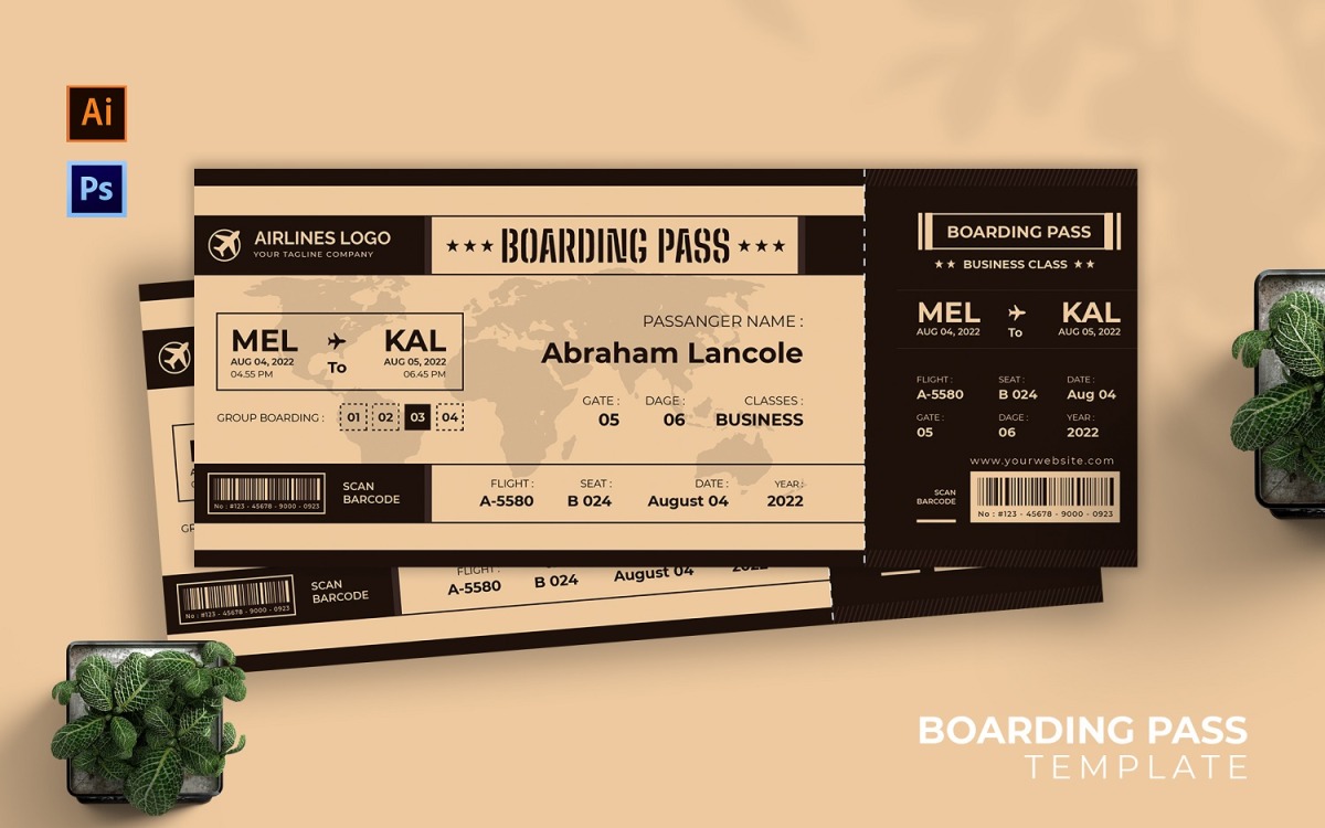 Classical Boarding Boarding Pass #212313 - TemplateMonster