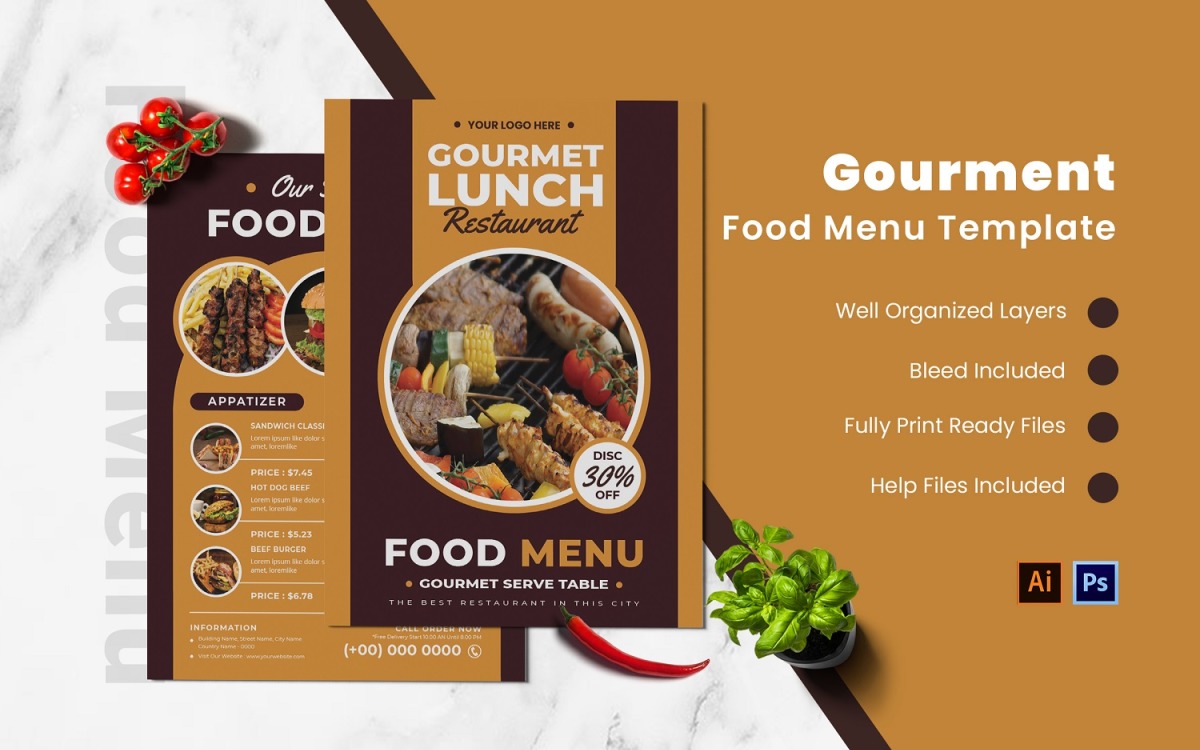 Gourmet Food Menu Template #212422 - TemplateMonster
