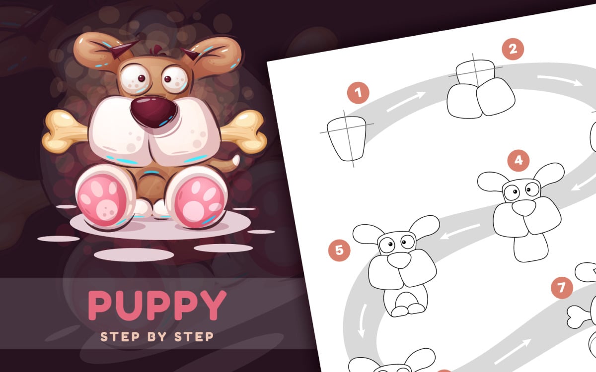 How to Draw Dog Step by Step: Drawing lesson, Graphics Illustration