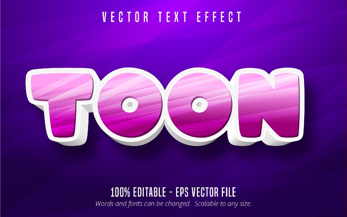 Toon - Editable Text Effect, Light Purple Color Cartoon Text Style ...