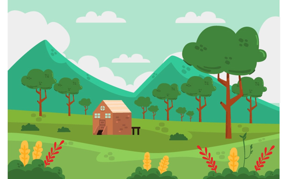 Clip Art De Escena De Primavera Escena De La Naturaleza En Primavera: