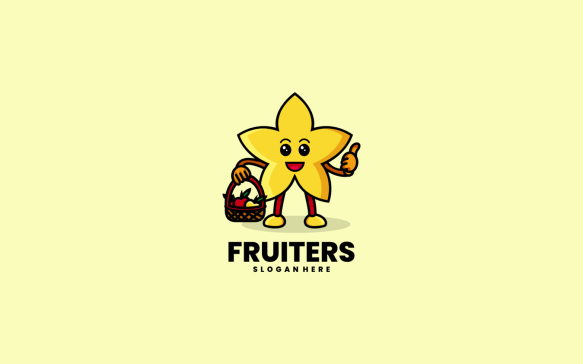 Star Fruit Logo One Continuous Line Drawing Of Whole Healthy...