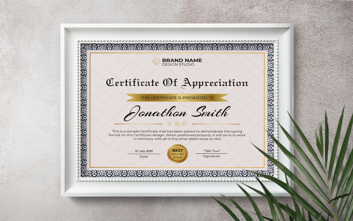 Sample Certificate Of Appreciation Free Certificate Templates