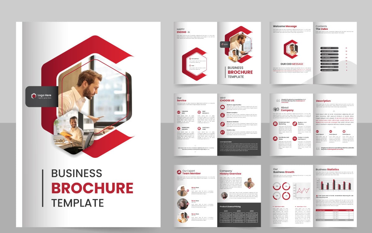Business Brochure Leaflet Cover Page Design For Vector Image