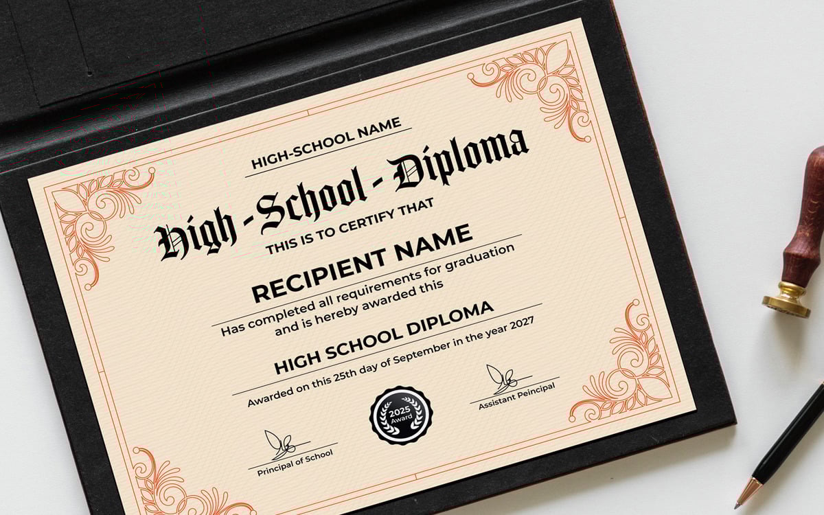 High School Graduation Diploma Template DIY High School Diploma