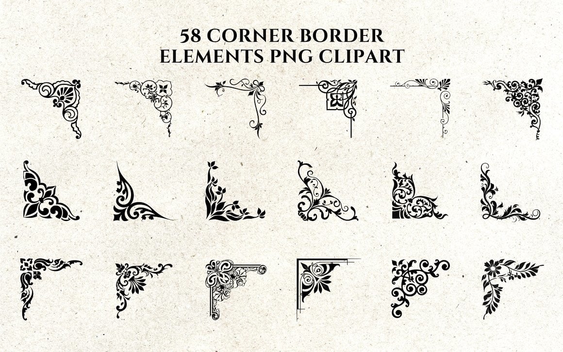 Vintage Corner Border Clip Art Clip Art Borders Corners Digital