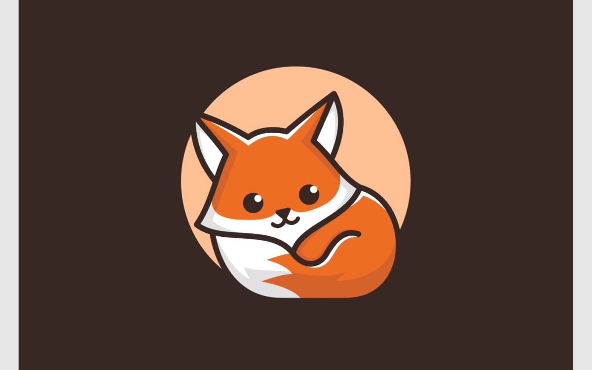 Cute Fox Logo Sleepy Fox Logo Design Vector Template. Night Animal