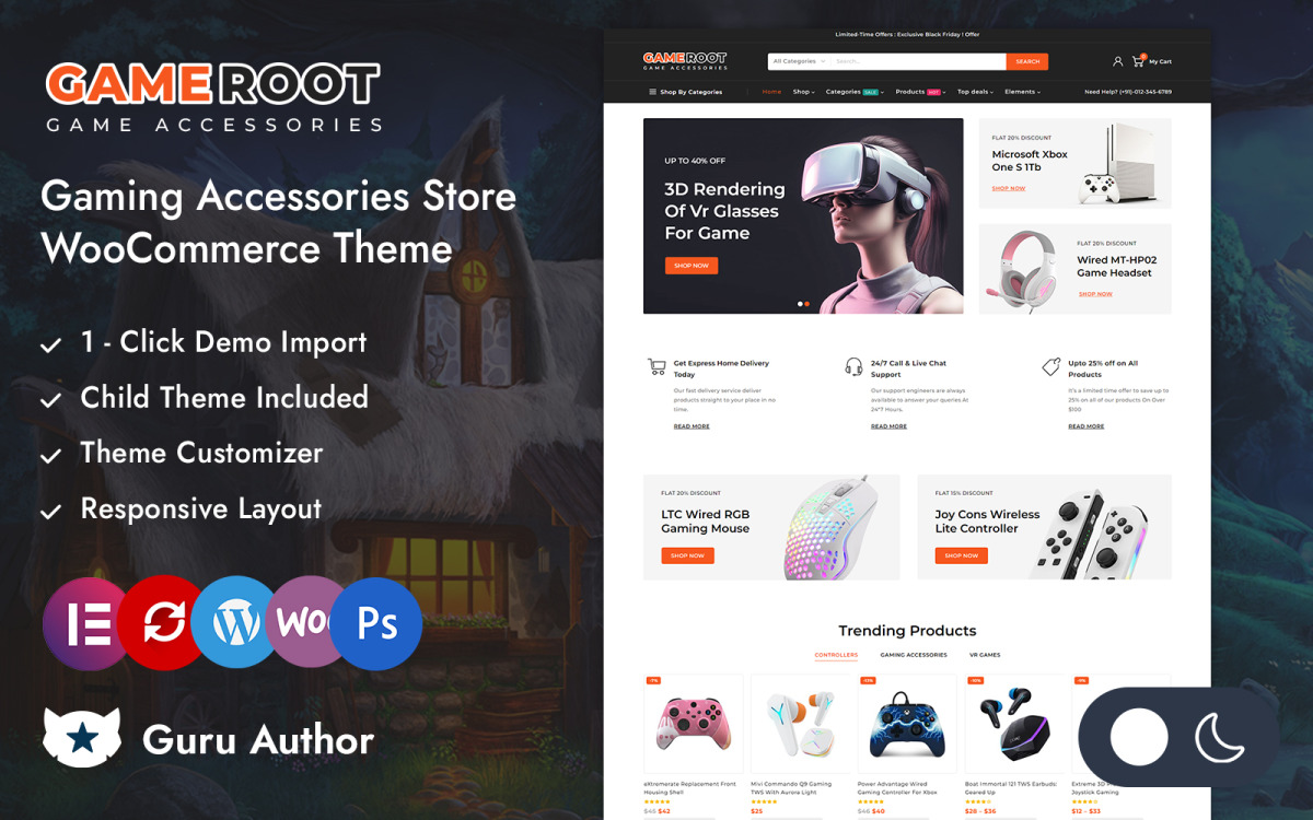 Gameroot – Gaming Accessories Store Elementor WooCommerce Responsive Theme – Custom website ...