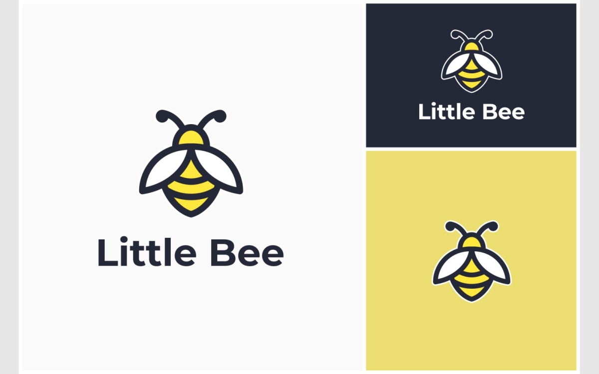 Little Bee Logo Süß Maskottchen Karikatur Komisch Biene Honig