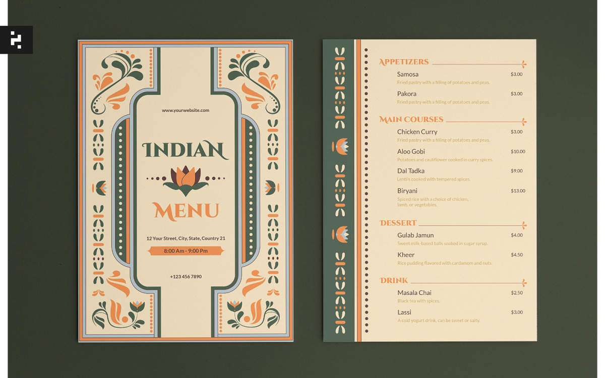 Indian Food Menu Template 25+ Free Microsoft Word Indian Menu