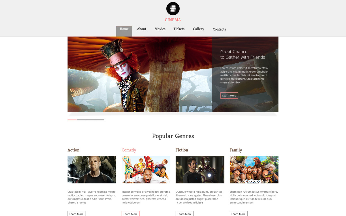 Movie Responsive Website Template #49276 - TemplateMonster