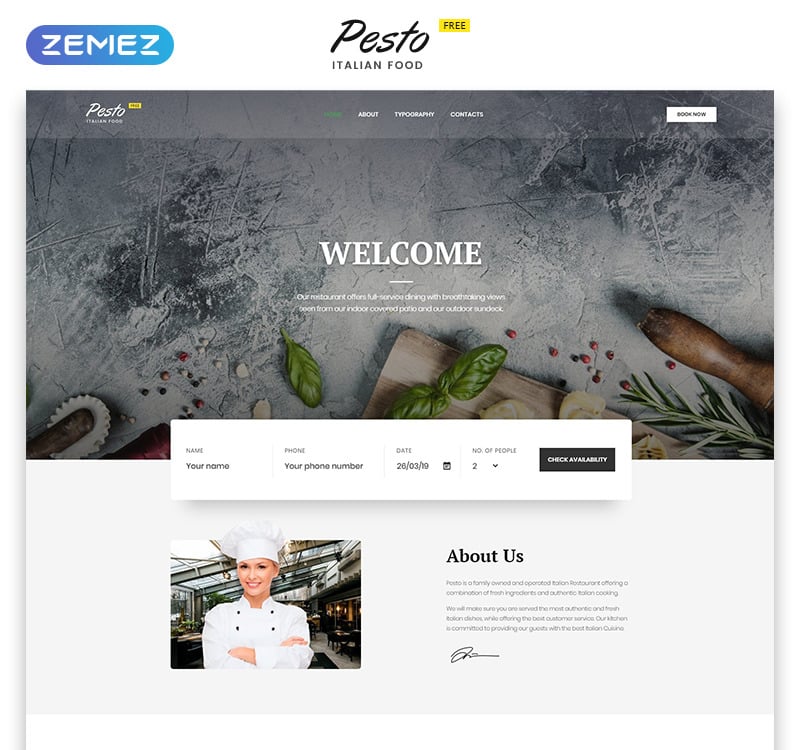 Cafe & Restaurant Free Website Templates Website Template
