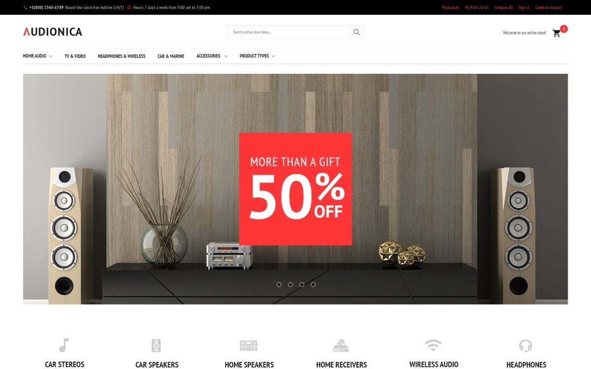 Audionica - Tema Audio Shop Magento #62092 - TemplateMonster