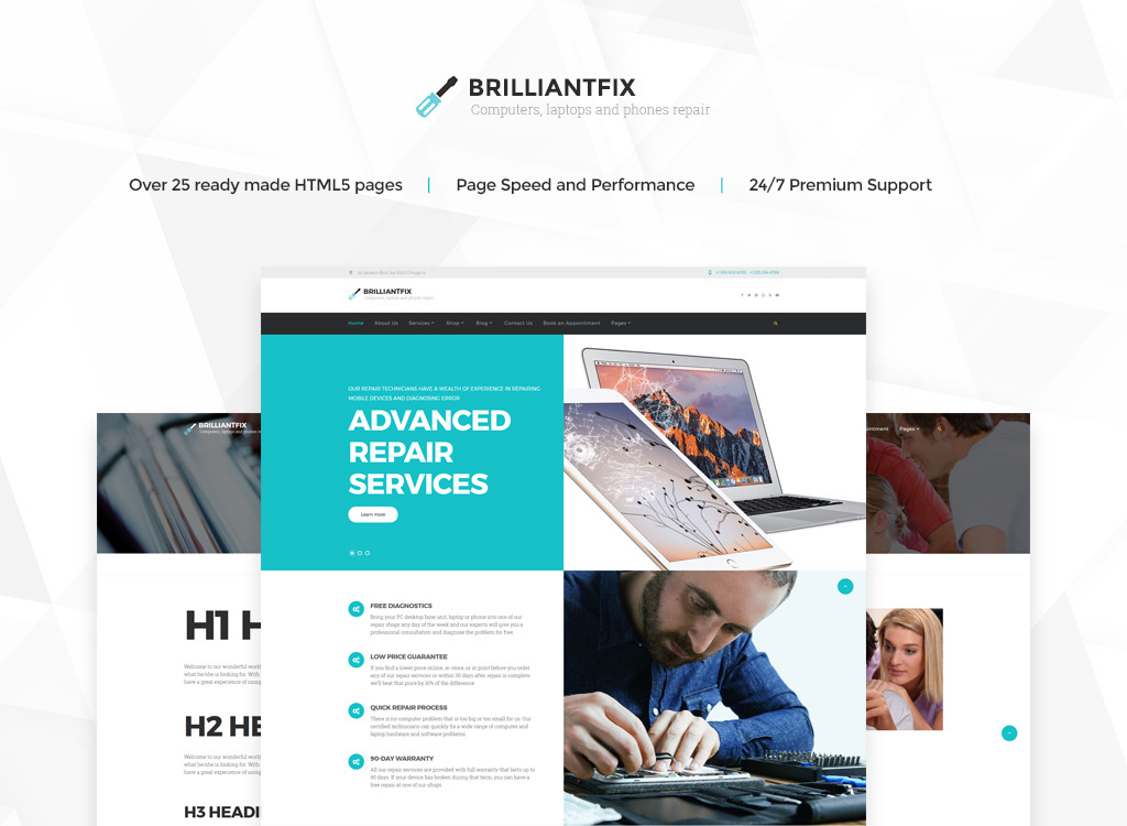 BrilliantFix - Service Center Website Template