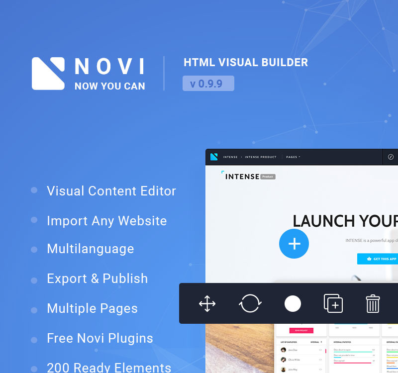 Novi - Visual HTML Page Builder und Inhaltseditor JavaScript
