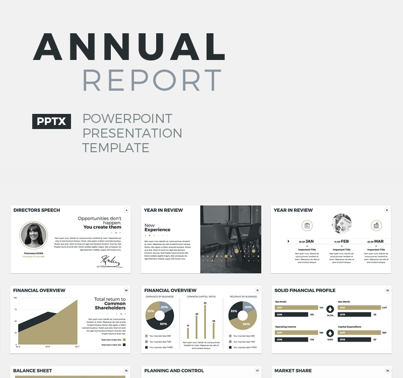 Annual Report PowerPoint template #64679 - TemplateMonster