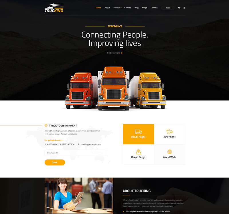 Trucking Logistics And Transportation HTML Website Template Free 