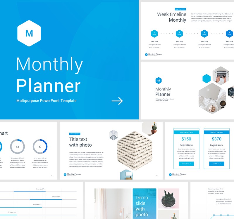 Monthly Planner PowerPoint Template #66054 - TemplateMonster
