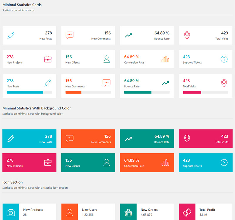 Advance Statistics Cards - Bootstrap 4 Admin Statistics Cards Layout UI ...