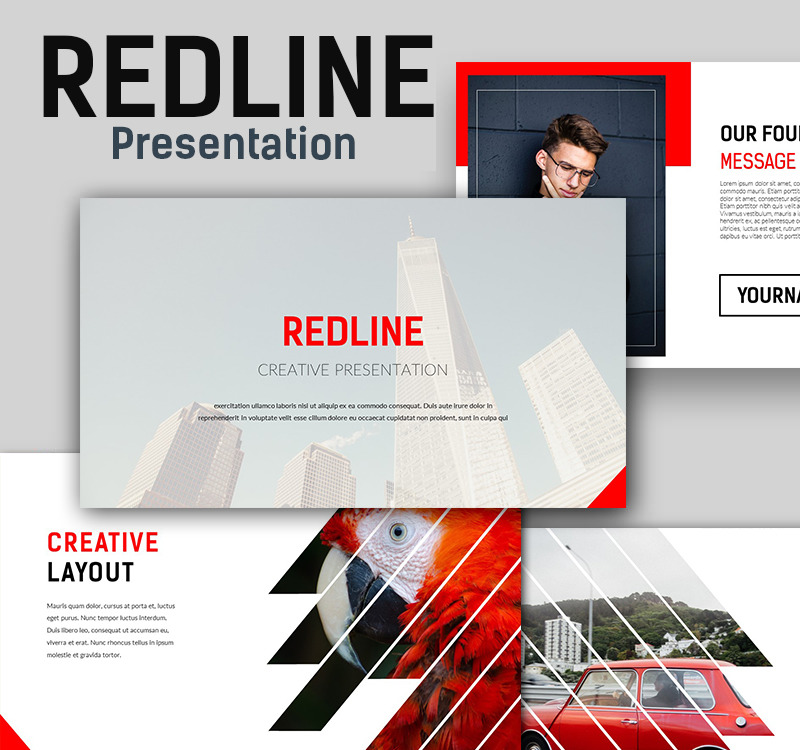 Redline modello di PowerPoint creativo - TemplateMonster