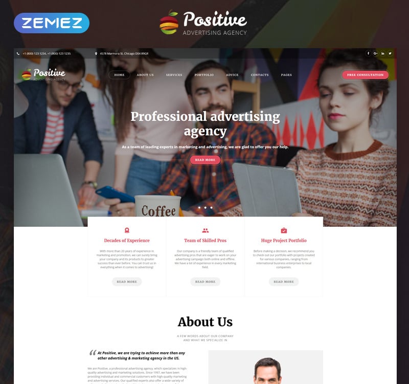 Positive - Advertising Agency Multipage HTML5 Website Template