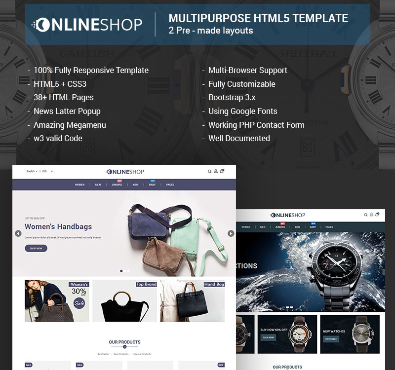 Onlineshop - Responsive Multipurpose E-Commerce HTML5 Website Template