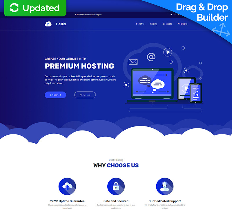 Web Hosting MotoCMS 3 Landing Page Template - TemplateMonster