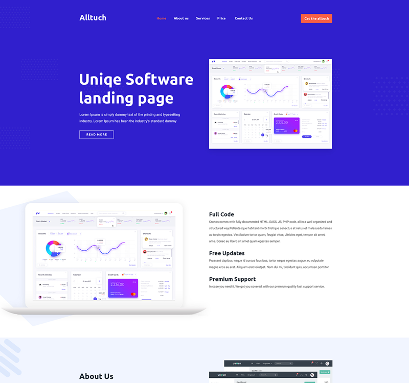 Alltuch - Software Landing Page PSD Template
