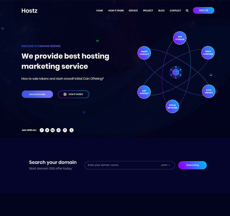 Hoarz - Hosting PSD Template #68407 - TemplateMonster