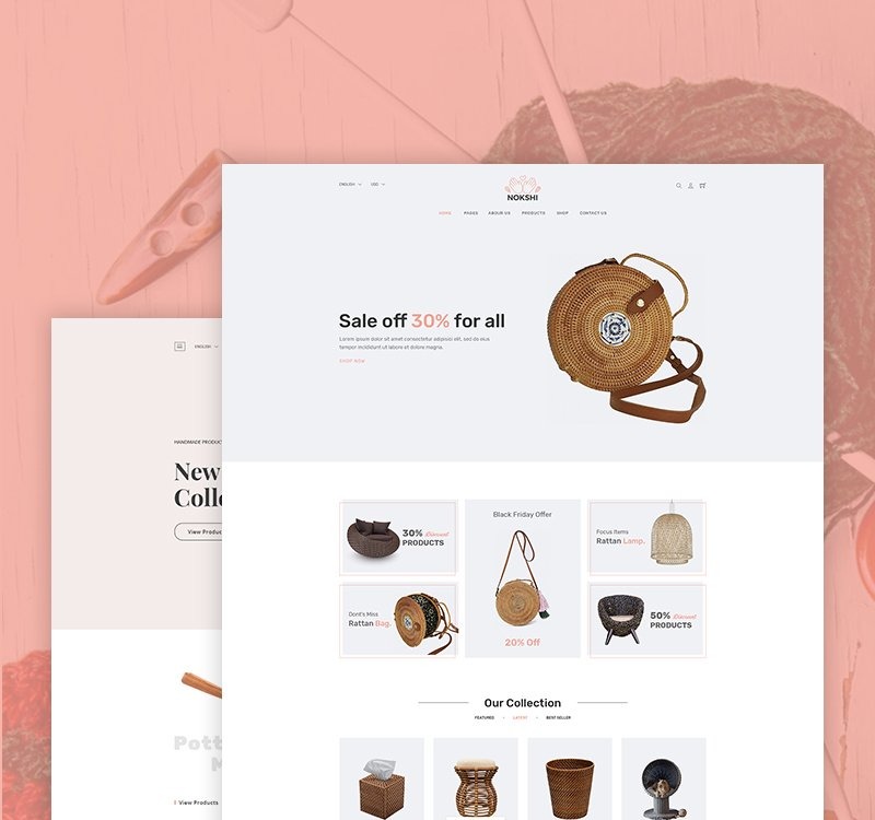 Nokshi - Handmade Crafts eCommerce Website Template