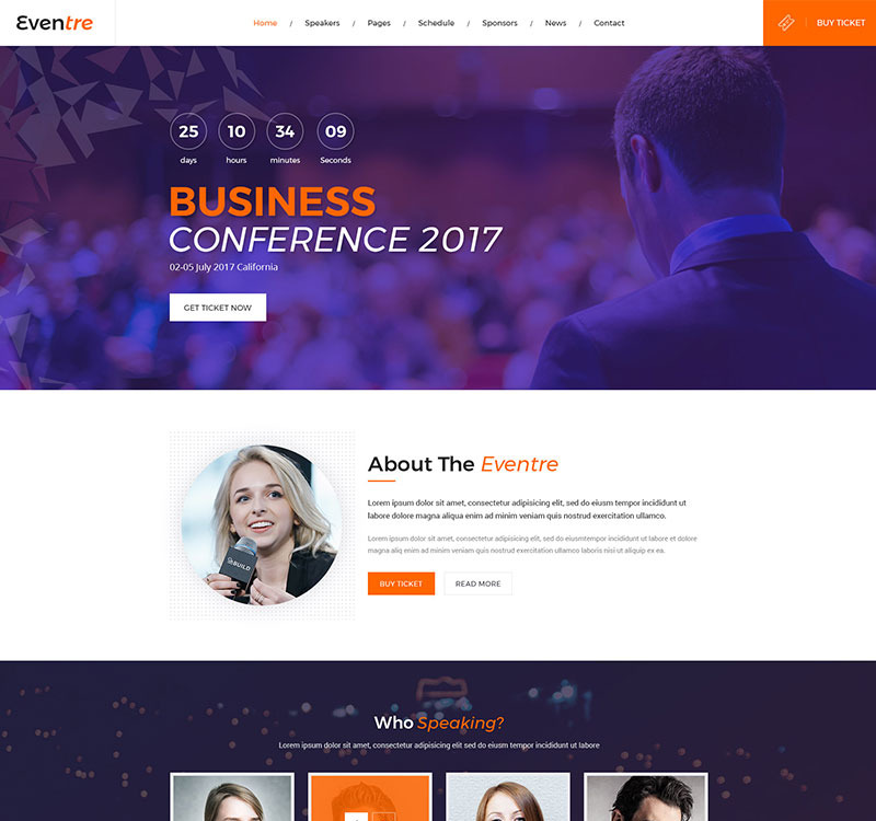Eventre Website Template #69017 - TemplateMonster