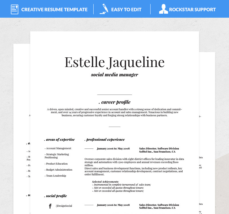 Plantilla de CV de Estelle #69130 - TemplateMonster