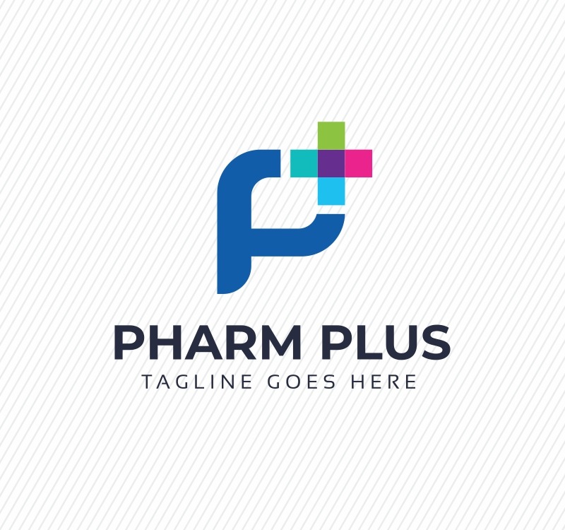 Pharm Plus P Letter Logo Template #70752 - TemplateMonster