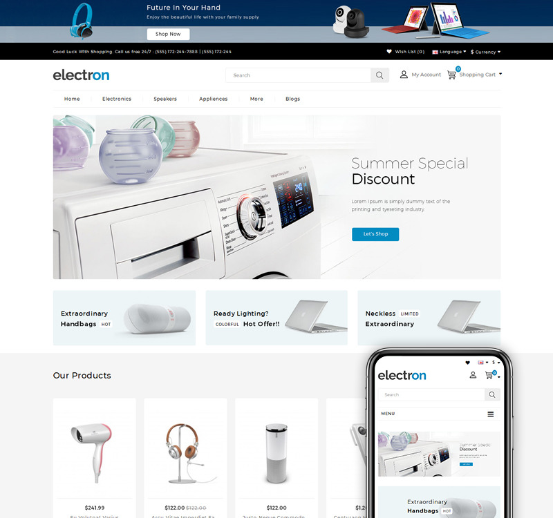 Electron Store OpenCart Template #71320 - TemplateMonster