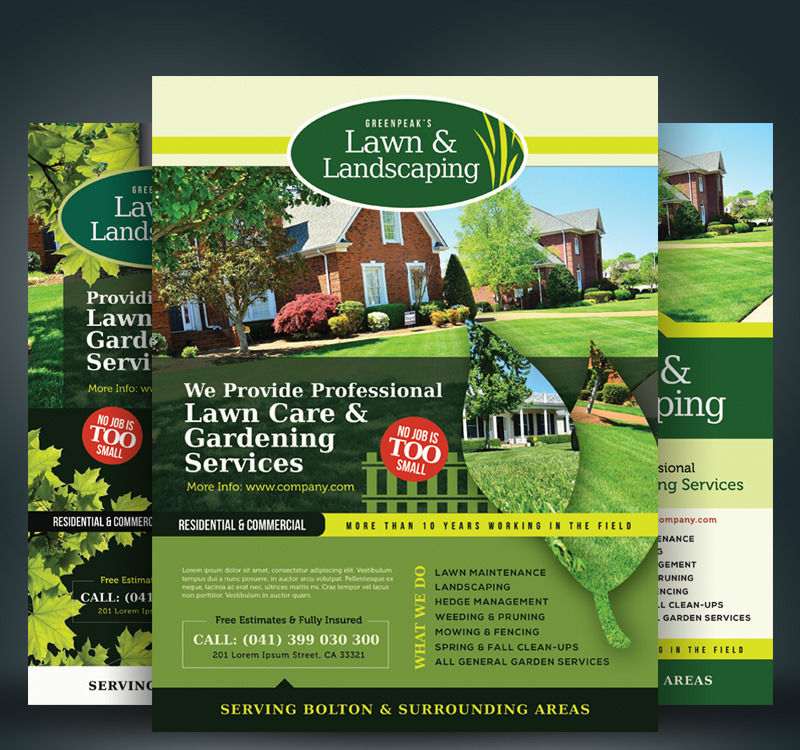 Lawn Landscaping Flyers Corporate Identity Template Free Download 