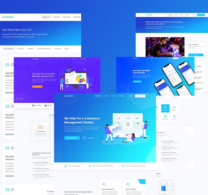 Bluebell - Software, Web App And Startup Tech Company WordPress theme