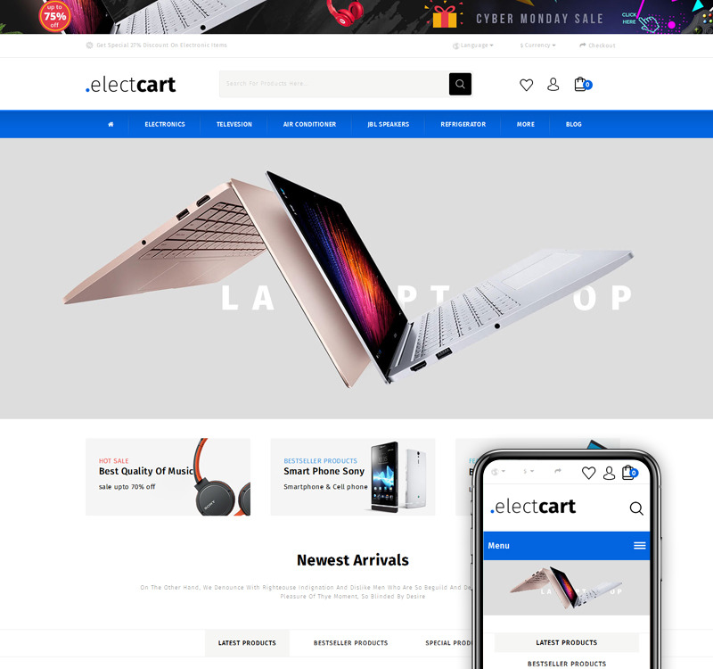 ElectCart - Electronics Store OpenCart Template