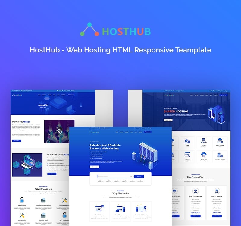 Hosthub - Web Hosting Website Template - TemplateMonster