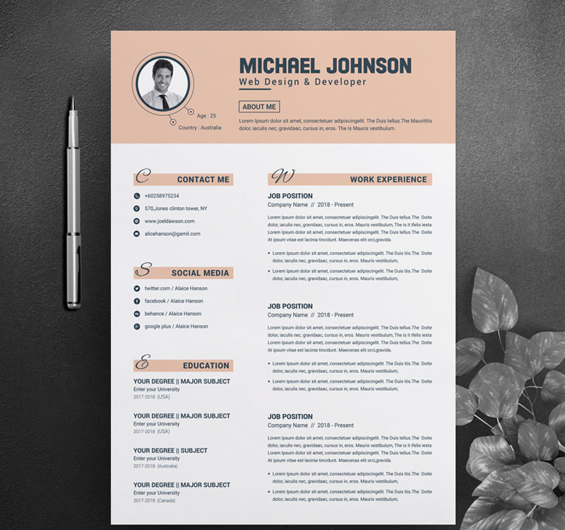 Michael Johnson Resume Template #73844 - TemplateMonster