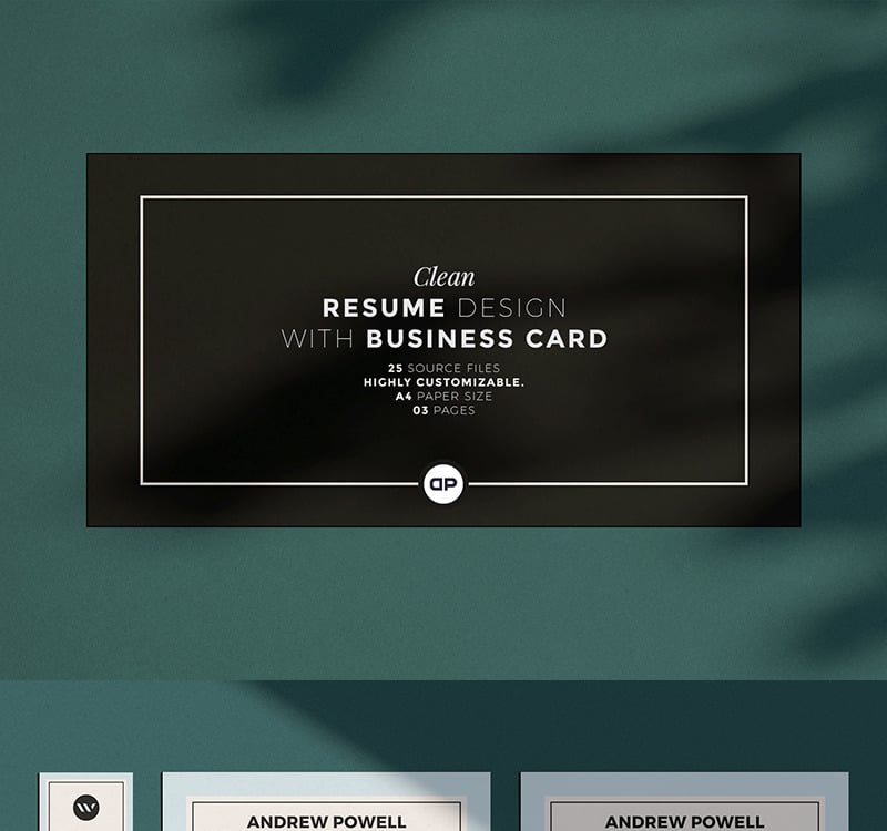 Clean Resume with Business Card Resume Template