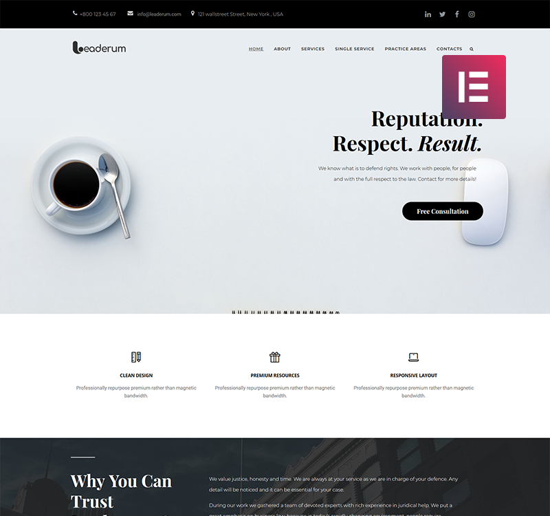 Leaderum - Minimal Business WordPress Elementor Theme