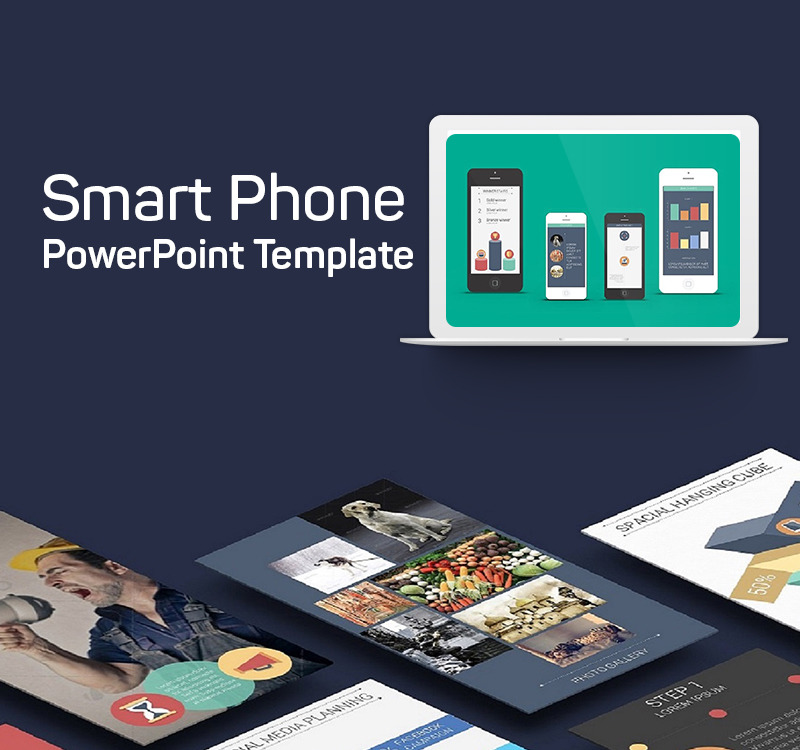 Flat - Smart Phone PowerPoint Template - TemplateMonster