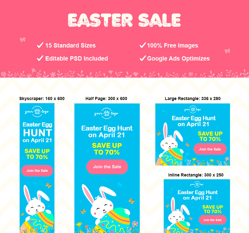 Easter Adwords Set Animated Banner #77621 - TemplateMonster